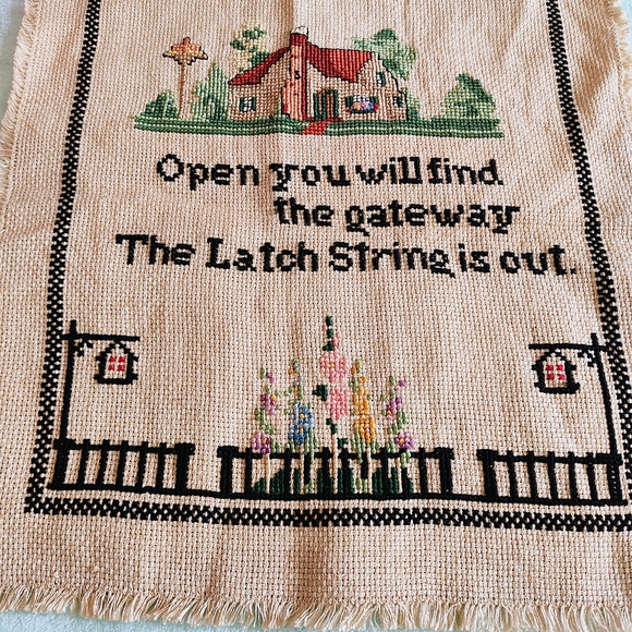 vtg | Office | Vintage Needlepoint Wall Hanging With House Design ...